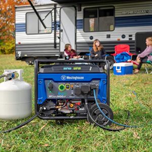 Westinghouse Outdoor Power Equipment 4650 Peak Watt Dual Fuel Portable Generator, Remote Electric Start with Auto Choke, RV Ready 30A Outlet, Gas & Propane Powered