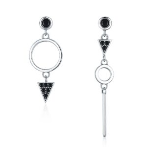 wostu fashion geometry dangle earrings women's drop earrings sterling silver tassel asymmetrical earrings, metal, cubic zirconia