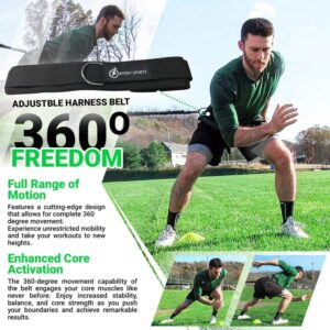 INTENT SPORTS 360° Dynamic Speed Resistance and Assistance Trainer Kit 8 Ft. Strength 80 Lb Resistance Running Bungee Band (Waist). Solo or Partner. Multi-Sport Maximize Power, Strength, Speed! eBook!