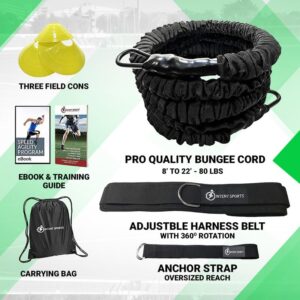 INTENT SPORTS 360° Dynamic Speed Resistance and Assistance Trainer Kit 8 Ft. Strength 80 Lb Resistance Running Bungee Band (Waist). Solo or Partner. Multi-Sport Maximize Power, Strength, Speed! eBook!