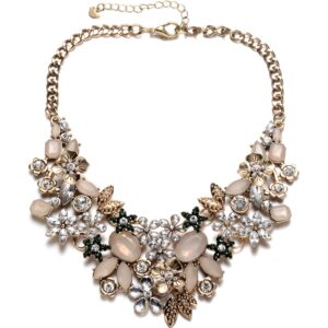 womens statement necklaces flower chunky necklace floral bib necklaces antique gold