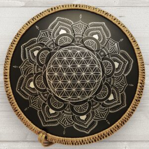 guda drum freezbee flower of life with rope decoration and perfect travel bag