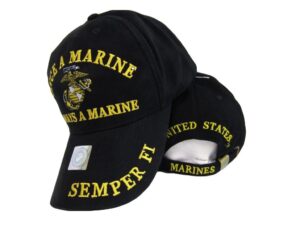 usmc ega semper fi fidelis once a marine always a marine cap hat marines 4-07-b black