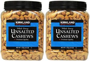 kirkland signature kirkland signature unsalted cashews, 2.5 pound, 2 pack