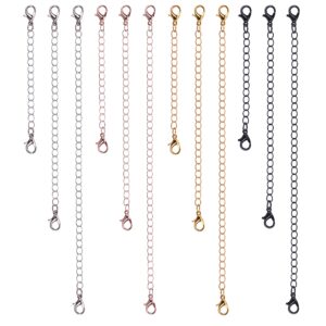 paxuan 12pcs stainless steel necklace bracelet anklet chain extender chain set jewelry extenders 2'' 4'' 6'' (12pcs)