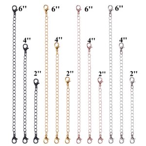 Paxuan 12pcs Stainless Steel Necklace Bracelet Anklet Chain Extender Chain Set Jewelry Extenders 2'' 4'' 6'' (12pcs)