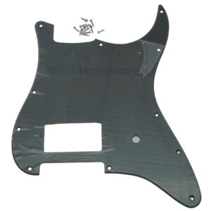 KAISH 11 Hole ST/Strat Style One Humbucker Guitar Pickguard Scratch Plate for Delonge Stratocaster/Strat Matte Black 1 Ply