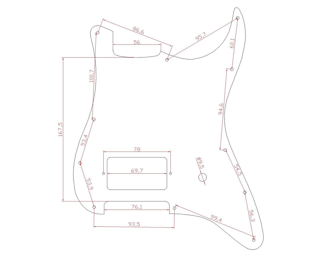 KAISH 11 Hole ST/Strat Style One Humbucker Guitar Pickguard Scratch Plate for Delonge Stratocaster/Strat Matte Black 1 Ply