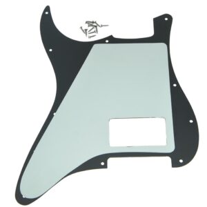 KAISH 11 Hole ST/Strat Style One Humbucker Guitar Pickguard Scratch Plate for Delonge Stratocaster/Strat Matte Black 1 Ply