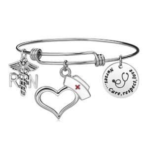 nurse gifts for women - rn nurse bracelet, nursing graduation gifts, nurse practitioner gifts, christmas gifts for nurse