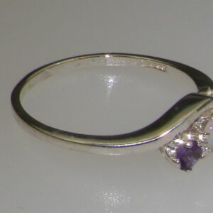 LetsBuyGold 925 Sterling Silver Real Genuine Opal & Amethyst Womens Band Ring - Size 7