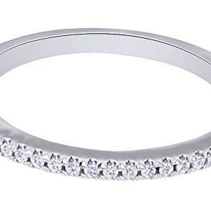 AFFY Round Cut White Natural Diamond Engagement Wedding Ring in 14K Solid White Gold (0.12 Ct),Ring Size-10