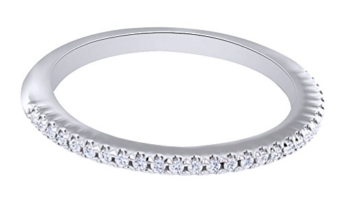 AFFY Round Cut White Natural Diamond Engagement Wedding Ring in 14K Solid White Gold (0.12 Ct),Ring Size-10