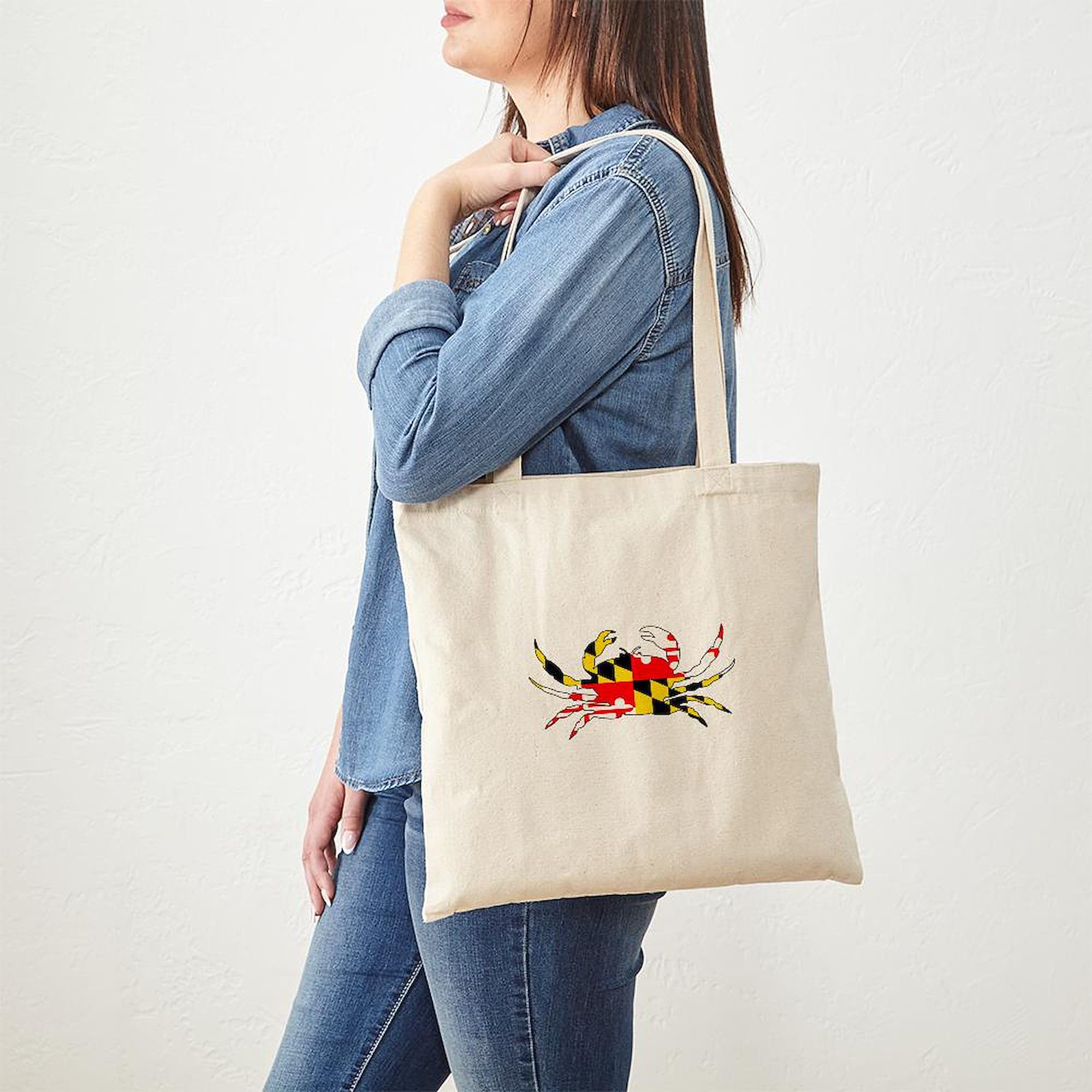 CafePress Maryland Crab Tote Bag Natural Canvas Tote Bag, Reusable Shopping Bag