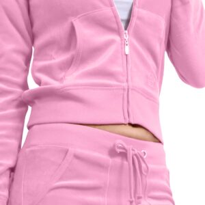 NE PEOPLE Women’s Tracksuit Set – 2 Piece Slim Fit Velour Velvet Casual Zip Up Hoodie Jacket Sweatsuit and Sweatpants NEWTS03 Dustypink S