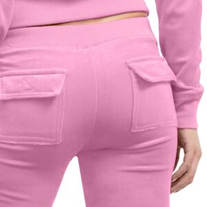 NE PEOPLE Women’s Tracksuit Set – 2 Piece Slim Fit Velour Velvet Casual Zip Up Hoodie Jacket Sweatsuit and Sweatpants NEWTS03 Dustypink S