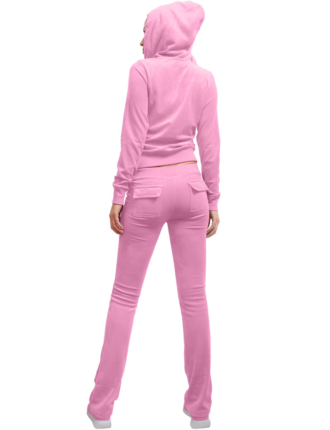 NE PEOPLE Women’s Tracksuit Set – 2 Piece Slim Fit Velour Velvet Casual Zip Up Hoodie Jacket Sweatsuit and Sweatpants NEWTS03 Dustypink S