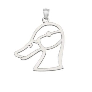 surano design jewelry sterling silver duck head pendant, made in usa, 18" italian box chain (only pendant)