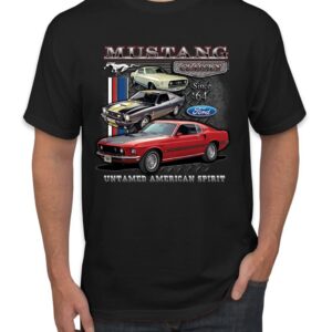 Ford Mustang Classics Untamed American Spirit Cars and Trucks Men's Graphic T-Shirt, Black, Large