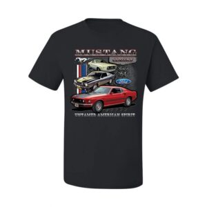 Ford Mustang Classics Untamed American Spirit Cars and Trucks Men's Graphic T-Shirt, Black, Large