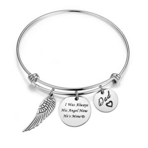 wusuaned memorial bracelet i was always his angel now he's mine in memory of loved one dad sympathy gift (in memory of dad bracelet)