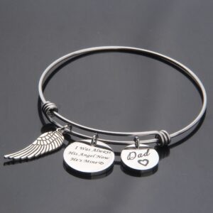 WUSUANED Memorial Bracelet I Was Always His Angel Now He's Mine In Memory Of Loved One Dad Sympathy Gift (In memory of dad bracelet)