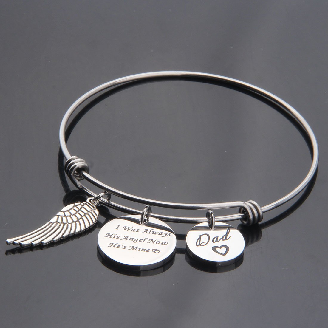 WUSUANED Memorial Bracelet I Was Always His Angel Now He's Mine In Memory Of Loved One Dad Sympathy Gift (In memory of dad bracelet)