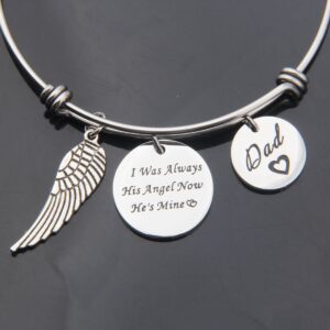 WUSUANED Memorial Bracelet I Was Always His Angel Now He's Mine In Memory Of Loved One Dad Sympathy Gift (In memory of dad bracelet)