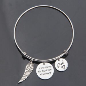 WUSUANED Memorial Bracelet I Was Always His Angel Now He's Mine In Memory Of Loved One Dad Sympathy Gift (In memory of dad bracelet)