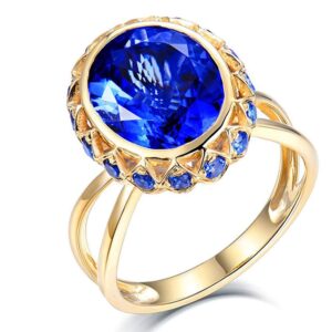 lanmi 14k white/rose/yellow gold natural aaaa blue tanzanite diamonds rings band engagement wedding for women promotion