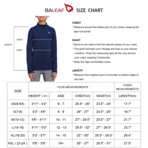 BALEAF Youth Boys Compression Thermal Shirt Fleece Baselayer Long Sleeve Cold Gear Mock Top Baseball Football Undershirt Navy Size M