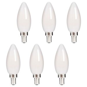 hola led candelabra bulb, 40w equivalent led chandelier bulb, dimmable led lamp bulb e12 base, warm white 2700k led filament bulb milk white glass, 4w 400 lumens 360 beam angle, 6 pack