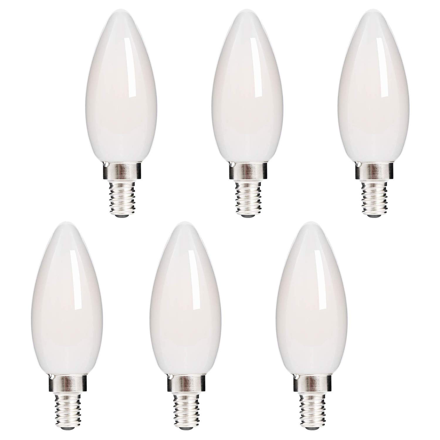 HOLA LED Candelabra Bulb, 40W Equivalent LED Chandelier Bulb, Dimmable LED Lamp Bulb E12 Base, Warm White 2700K LED Filament Bulb Milk White Glass, 4W 400 Lumens 360 Beam Angle, 6 Pack