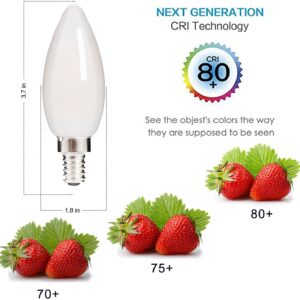 HOLA LED Candelabra Bulb, 40W Equivalent LED Chandelier Bulb, Dimmable LED Lamp Bulb E12 Base, Warm White 2700K LED Filament Bulb Milk White Glass, 4W 400 Lumens 360 Beam Angle, 6 Pack