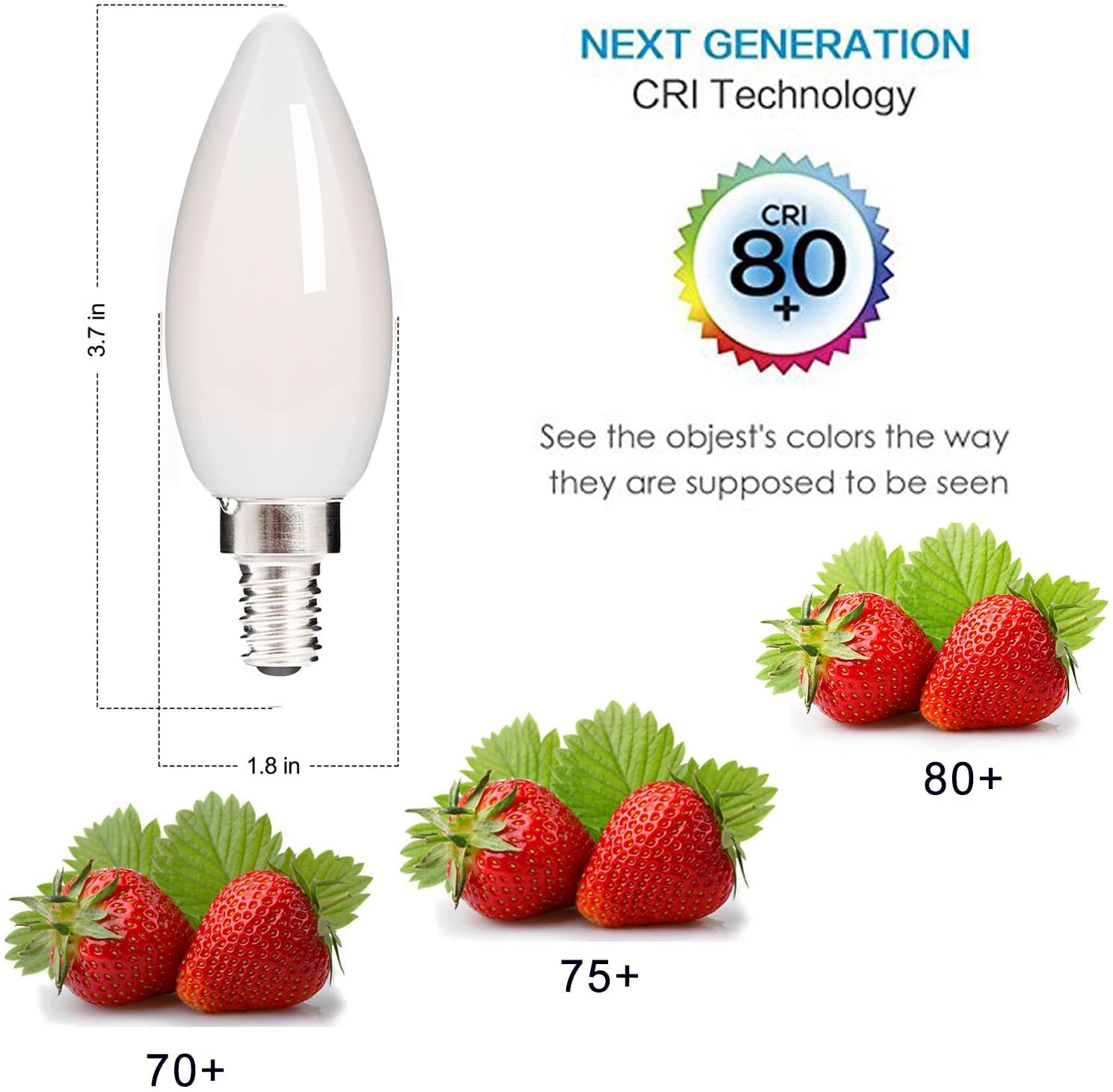 HOLA LED Candelabra Bulb, 40W Equivalent LED Chandelier Bulb, Dimmable LED Lamp Bulb E12 Base, Warm White 2700K LED Filament Bulb Milk White Glass, 4W 400 Lumens 360 Beam Angle, 6 Pack