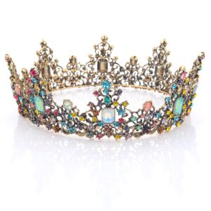 yean baroque rhinestone crowns and tiaras gold bridal queen crown crystal wedding tiara crown for women