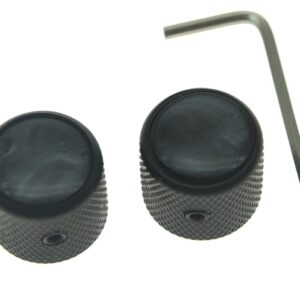 KAISH Set of 2 Black Pearl Top Guitar Dome Knobs with Set Screw for Tele Guitars Black Pearl Cap Bass Black Knobs