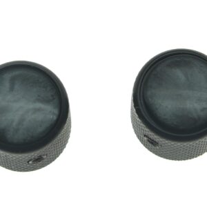 KAISH Set of 2 Black Pearl Top Guitar Dome Knobs with Set Screw for Tele Guitars Black Pearl Cap Bass Black Knobs