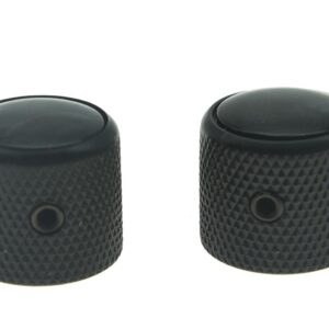 KAISH Set of 2 Black Pearl Top Guitar Dome Knobs with Set Screw for Tele Guitars Black Pearl Cap Bass Black Knobs