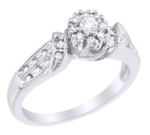 affy white natural diamond solitaire engagement ring in 14k white gold (0.25 cttw) ring size - 14