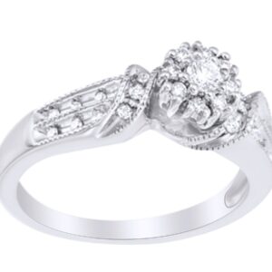 AFFY White Natural Diamond Solitaire Engagement Ring in 14k White Gold (0.25 Cttw) Ring Size - 14