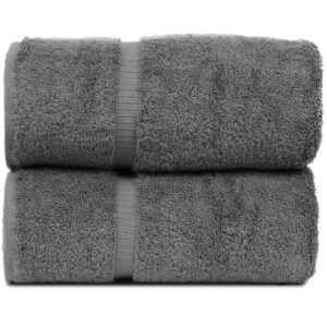 luxury hotel & spa collection highly absorbent, quick dry 100% turkish cotton 700 gsm, eco friendly towel, for bathroom dobby border soft bath towel set 27 x 54 (gray, bath towels - set of 2)