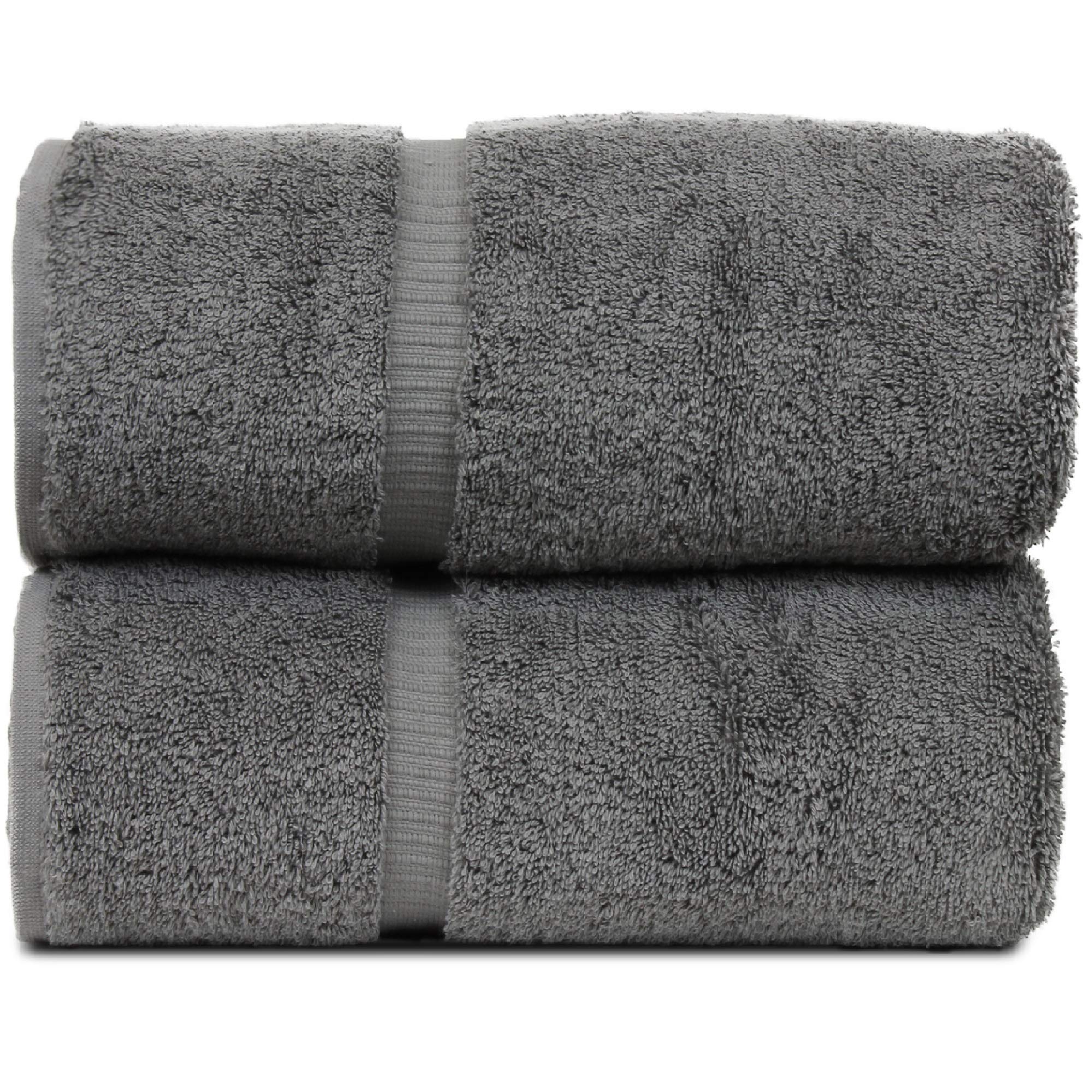 Luxury Hotel & Spa Collection Highly Absorbent, Quick Dry 100% Turkish Cotton 700 GSM, Eco Friendly Towel, for Bathroom Dobby Border Soft Bath Towel Set 27 X 54 (Gray, Bath Towels - Set of 2)