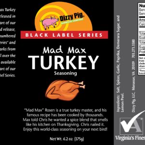 Dizzy Pig Mad Max Turkey Seasoning Rub (8oz Shaker)