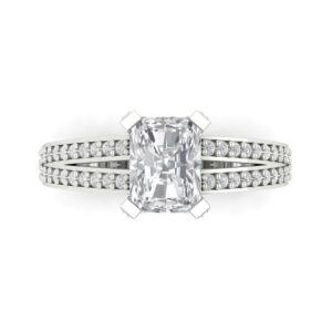 2.45 ct emerald cut clear simulated diamond 14k white gold solitaire with accents engagement promise bridal ring size 5.25