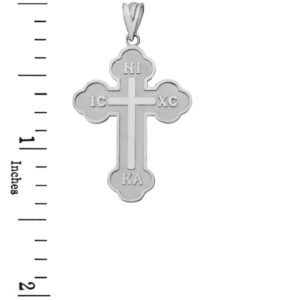 Religious Jewelry Solid 925 Sterling Silver Eastern Orthodox IC XC NIKA Cross Pendant (1.2")