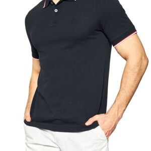 A|X ARMANI EXCHANGE mens Short Sleeve Jersey Knit Polo Shirt, Navy Blue, Medium US