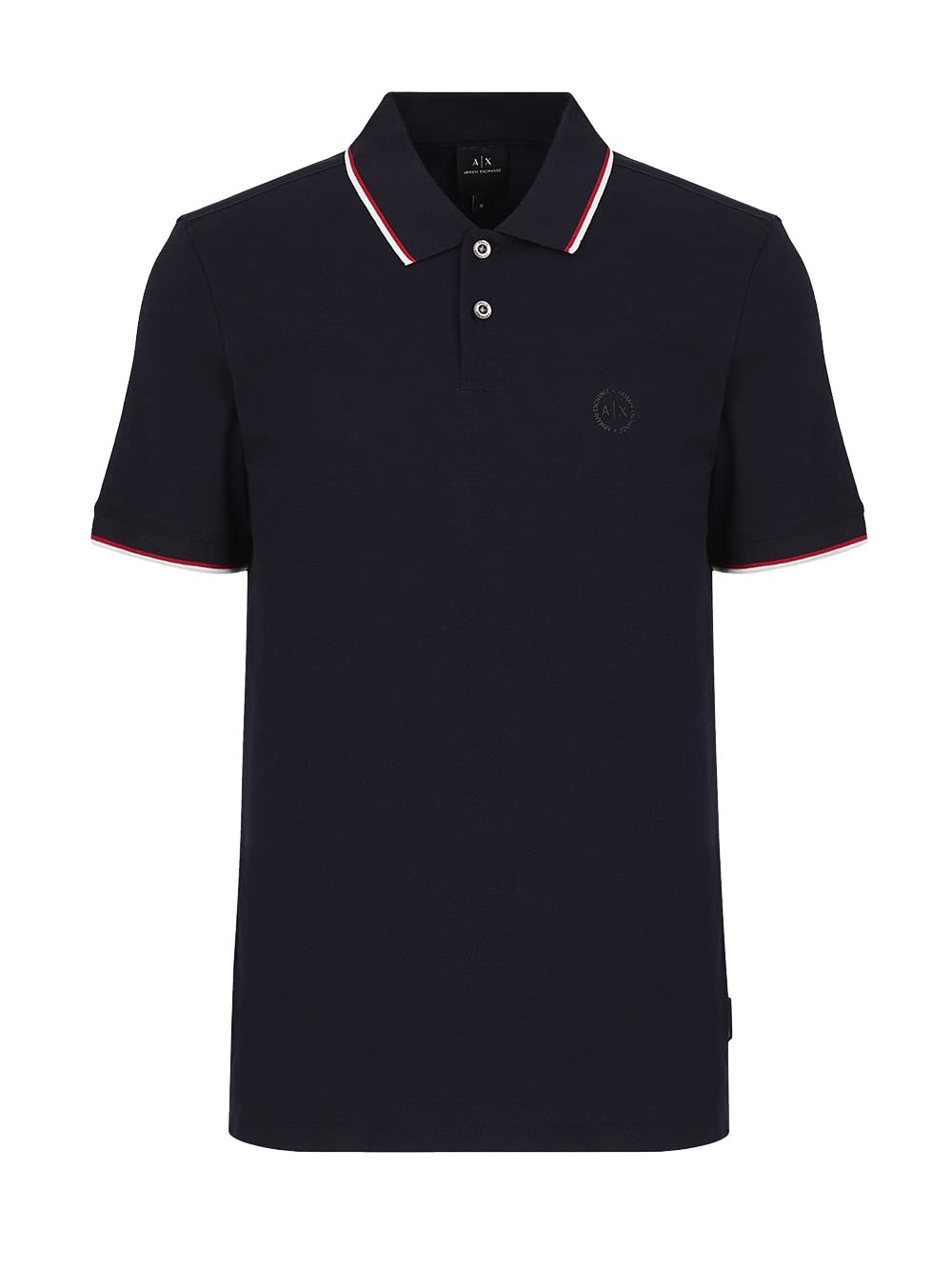 A|X ARMANI EXCHANGE mens Short Sleeve Jersey Knit Polo Shirt, Navy Blue, Medium US