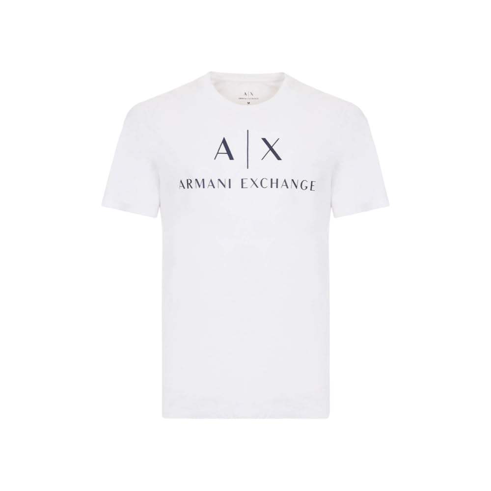 A|X ARMANI EXCHANGE mens Crew Neck Logo Tee T Shirt, White, Medium US