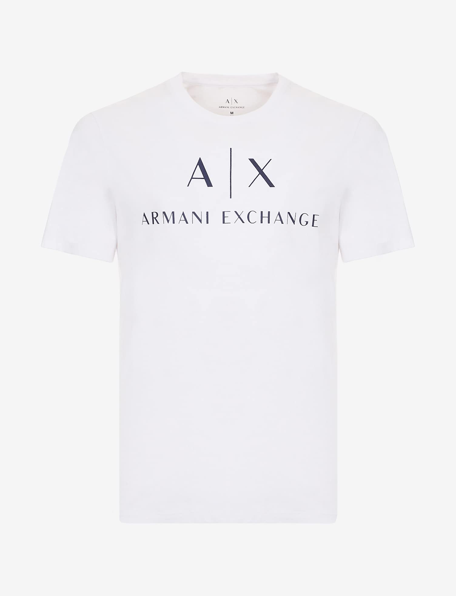 A|X ARMANI EXCHANGE mens Crew Neck Logo Tee T Shirt, White, Medium US